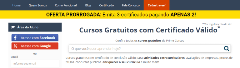 Prime Cursos: passo a passo de como se inscrever nos cursos